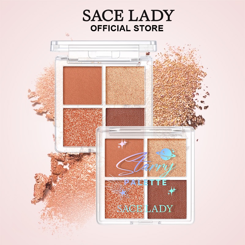 SACE LADY Eyeshadow Highpigment Shimmer Long-lasting 4 Color Eyeshadow ...