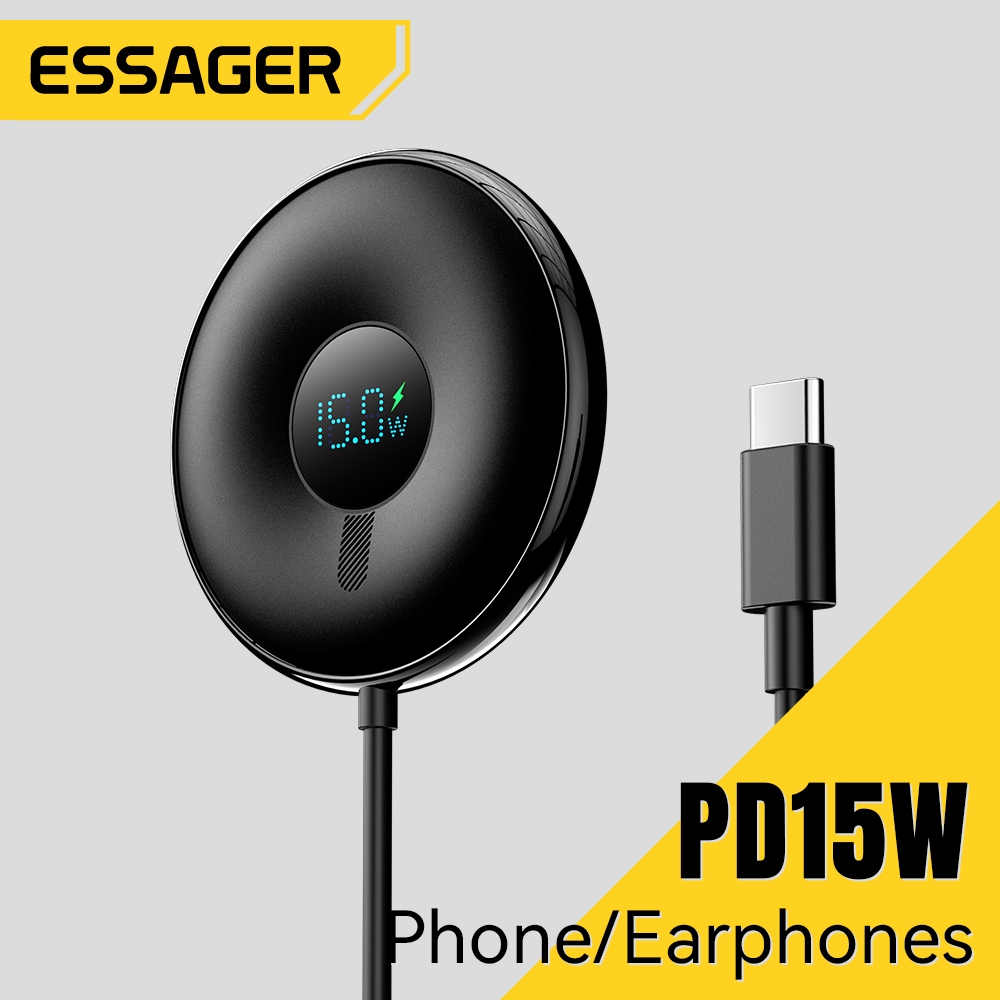 ESSAGER 15W digital display magnetic wireless fast charging charger 3 ...
