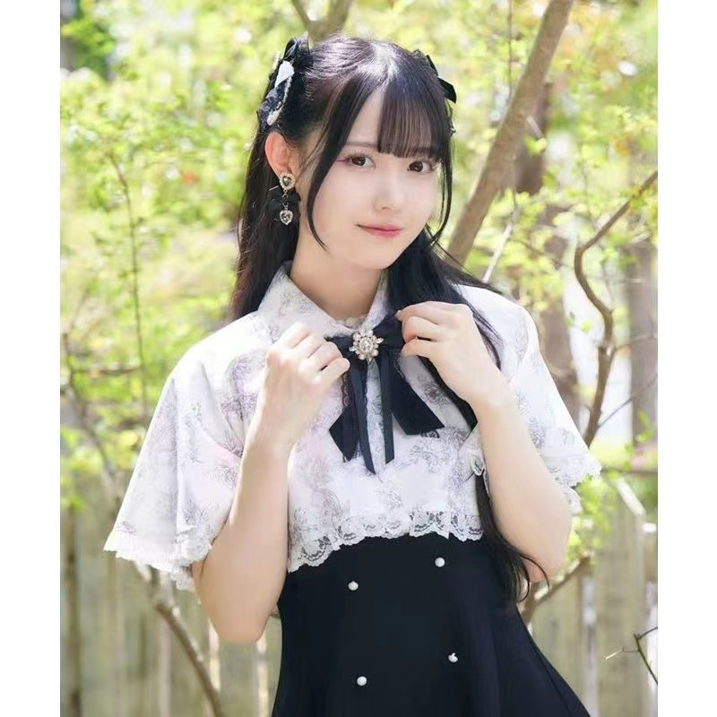 Cute Japanese Lolita Lace Shawl Jumpsuit Dress Set With Detachable Cape ...
