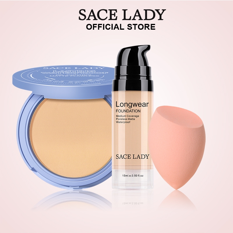 SACE LADY Oil Control Face Powder + Matte Liquid Foundation Waterproof ...