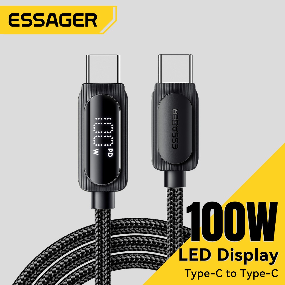 ESSAGER 100W/60W Type-C toType-C digital display fast charging data ...