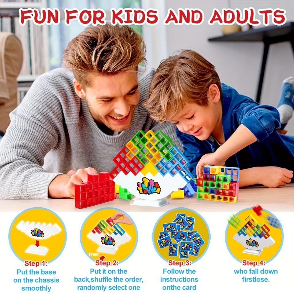 HOT Stacking Blocks Tetra Tower Balance Game Stacking Building Blocks ...