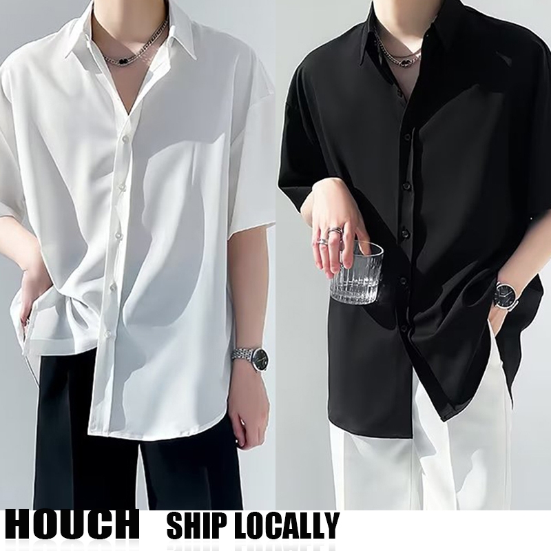 Houch Ready Stock Cod 5 Color Korean Style Short Sleeve Plain Casual ...