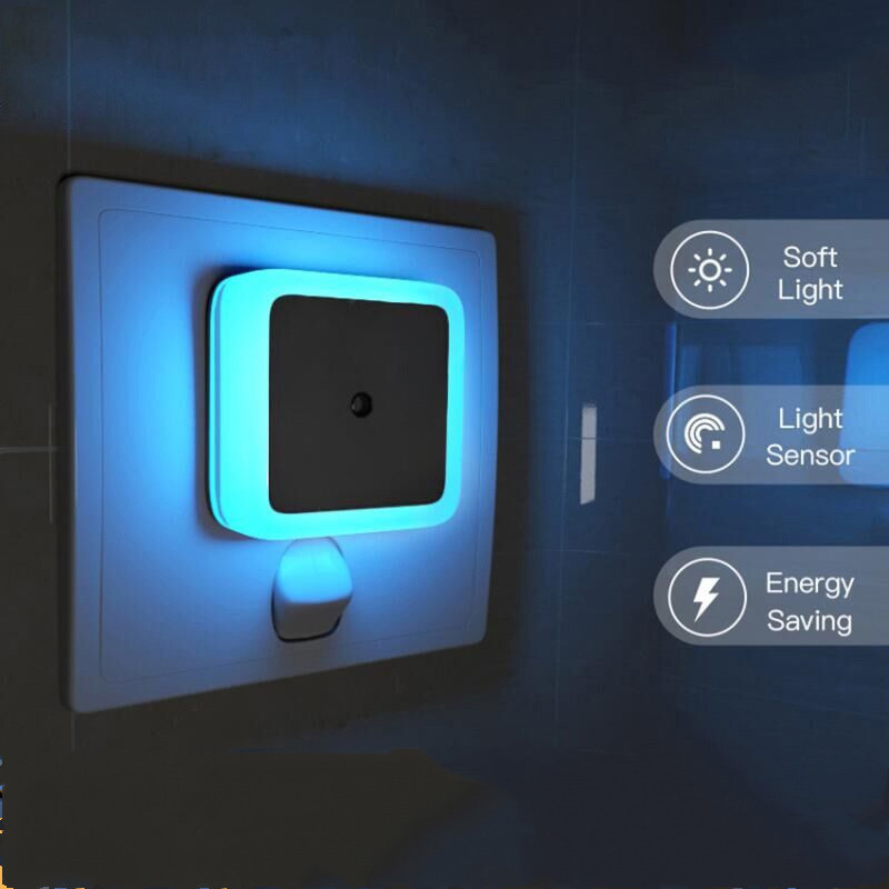 LED Light Sensor Night Lights Square Ringlike Light Control UK Plug ...