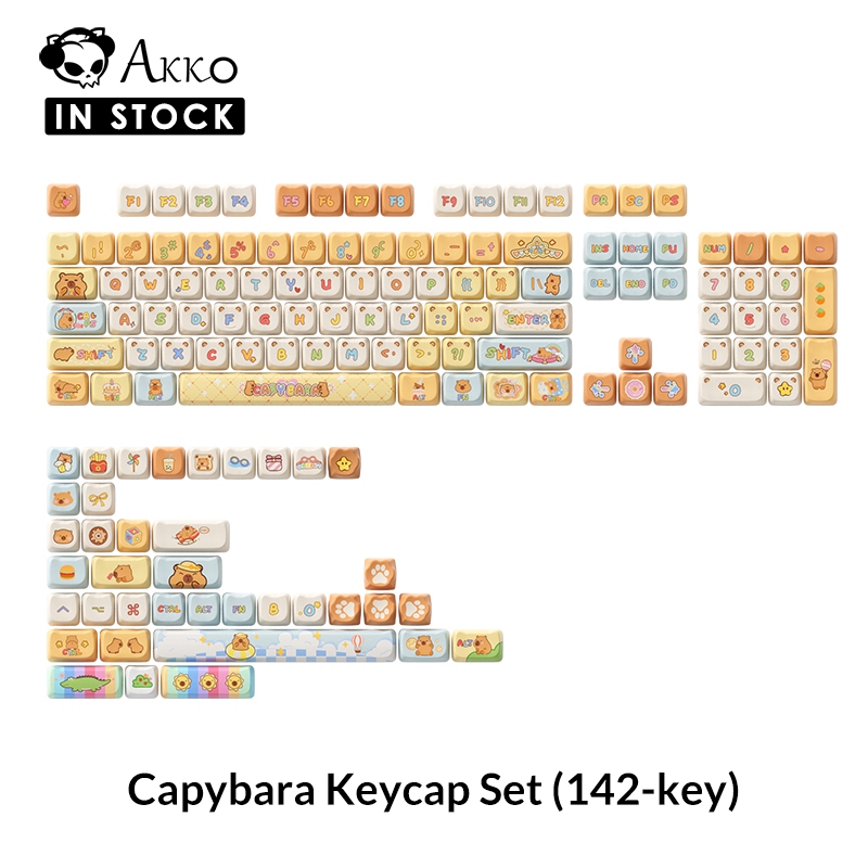 Akko Capybara Keycap Set (142-key), MAO profile PBT Dye-Sub Keycaps ...