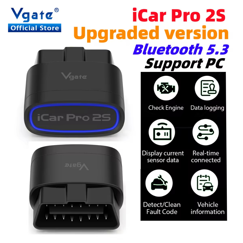 New Vgate iCar Pro 2S ELM327 Bluetooth 5.3 for Android/IOS/PC OBD2 Car Diagnostic Tool elm 327 ...