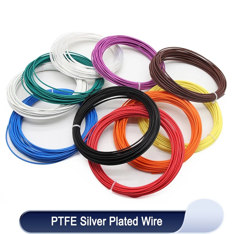 5Meter 20AWG/24AWG Teflon Silver Plated Wire High Temperature Electronic Wire PTFE Teflo Signal ...