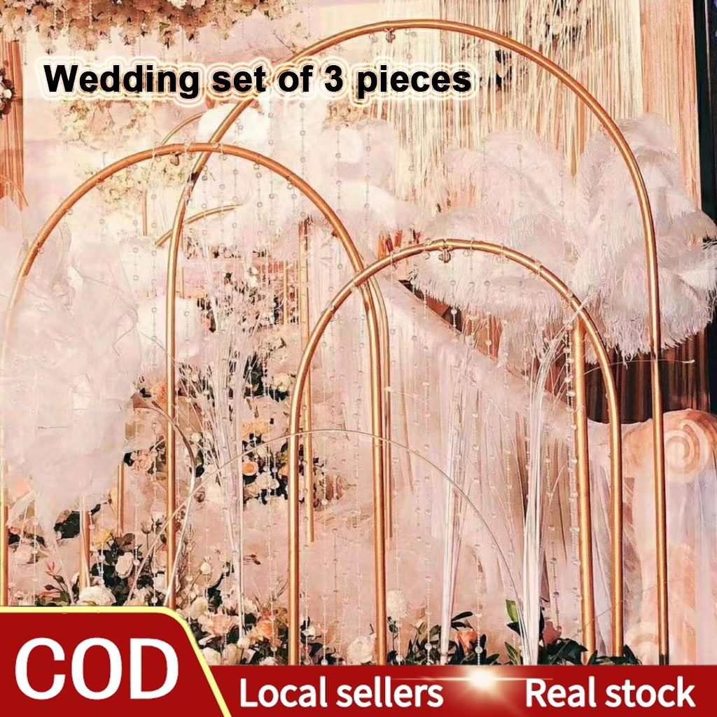 3pcs Wedding Arches Iron Pipe N-Shaped Flower Stands Wedding Background ...