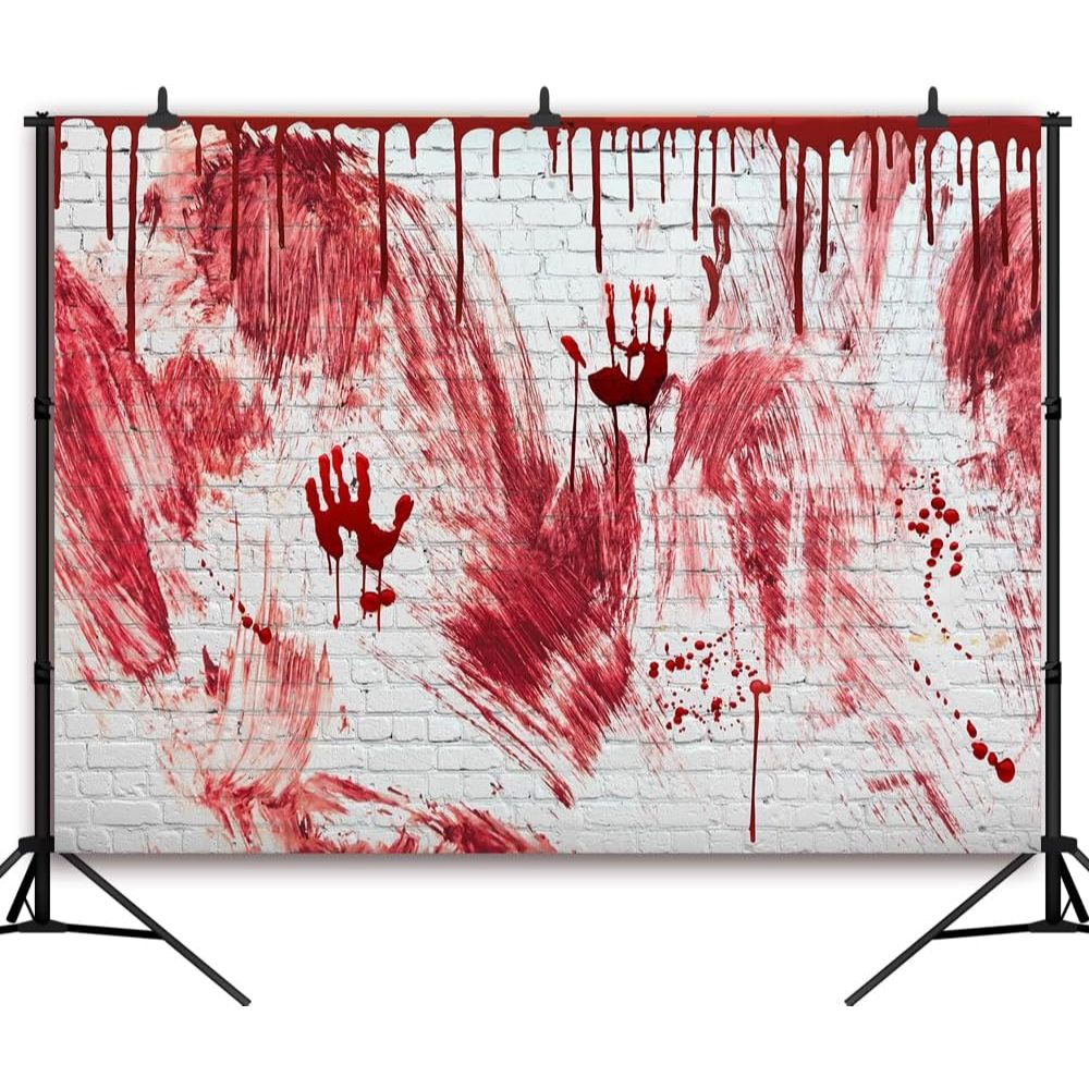 Halloween Photography Backdrop 7x5ft White Brick Wall Flowing Splatter ...