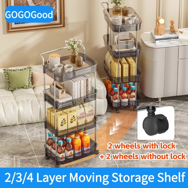 Trolley Cart 2/3/4 Layer Organizer Storage Shelf Moving Rack with ...