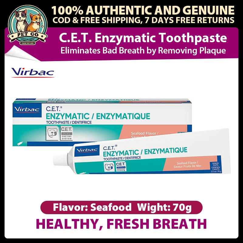 Virbac C.E.T. Enzymatic Seafood Flavor Dog & Cat Toothpaste Toothbrush ...