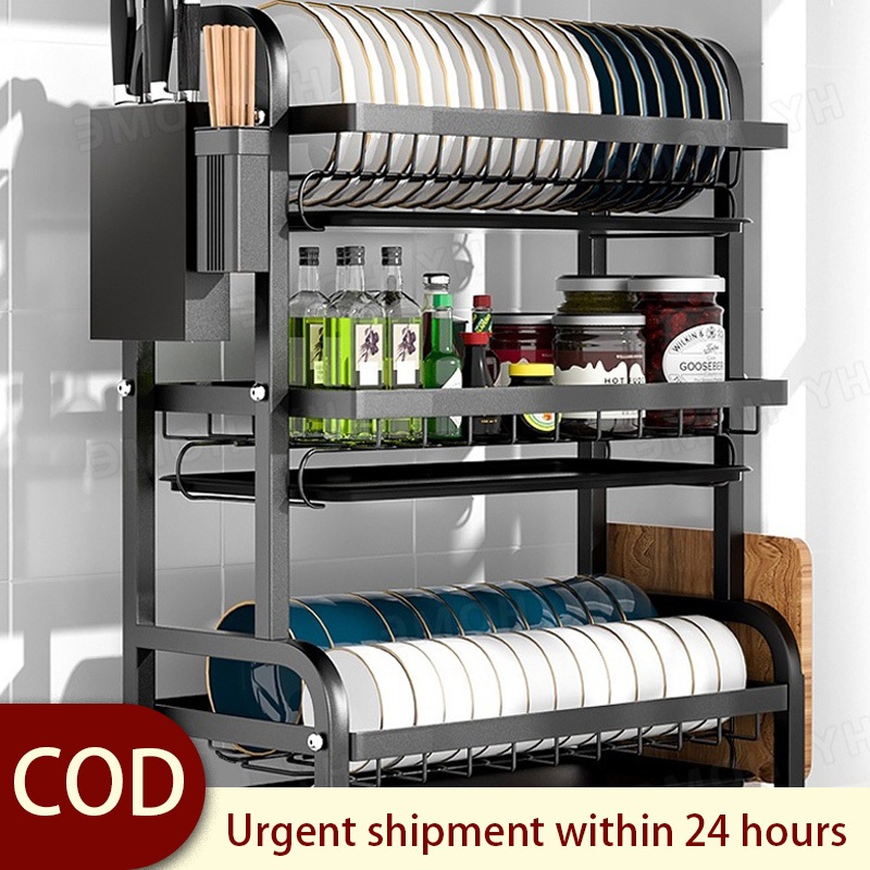 1/2/3 Tiers Dish Drying Rack Stainless Steel Tier Countertop Dish Rack ...