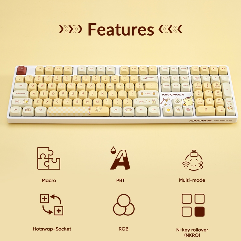 【Akko x Pompompurin Limited Edition】 5108B Plus full-size wireless ...