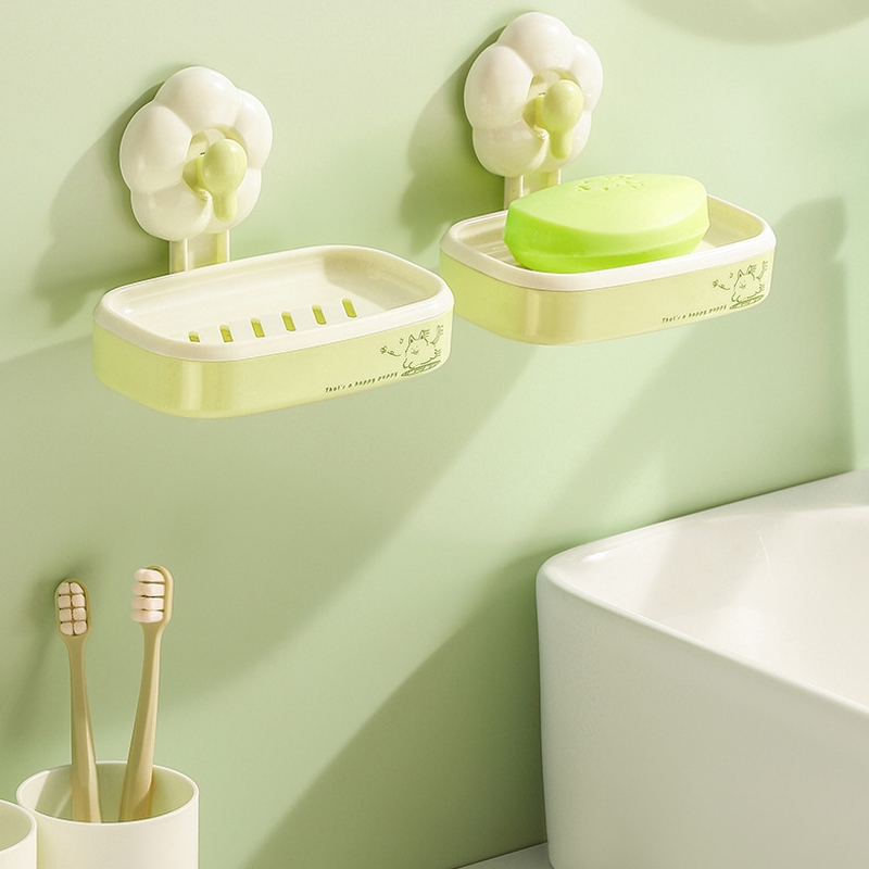 Suction Cup Flower Soap Box Wall-Mounted Perforation-Free Bathroom Soap ...