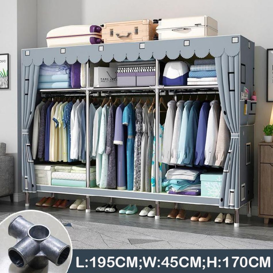 Cloth Wardrobe With Zipper Aluminum Alloy New Simple Clothes Storage ...