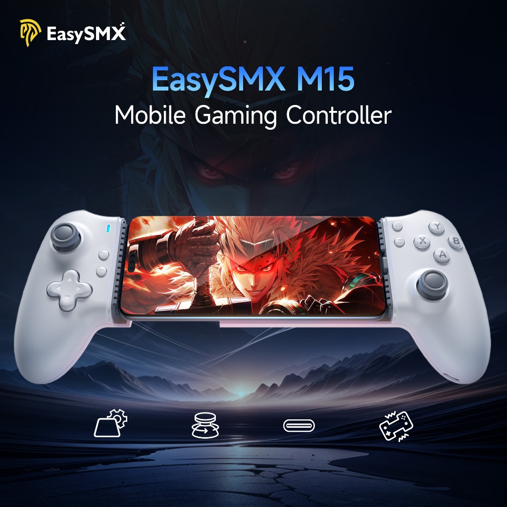EasySMX M15 Mobile Phone Gamepad Type C Hall Mechanical Controller for Android Phone iPhone 15 ...