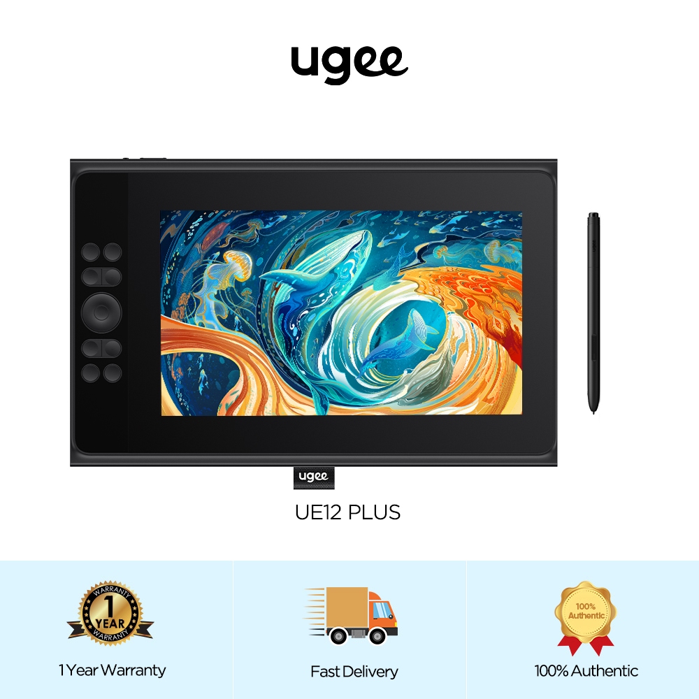 UGEE UE12 PLUS 11.9 inch Drawing Monitor Pen Display with Full-Laminated Screen 147%sRGB ，with ...