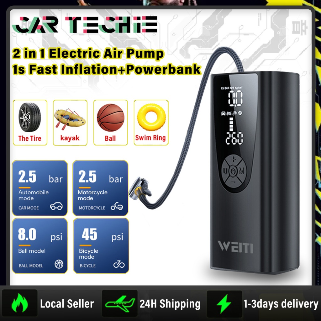 WEITI 150PSI portable car tire inflatable pump smart digital wireless ...