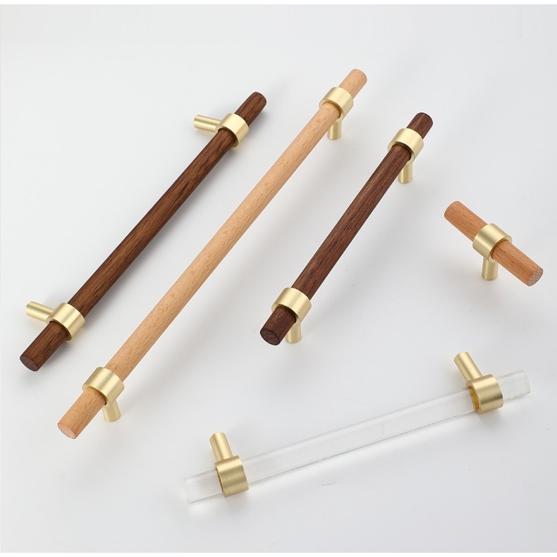 Solid Wood and Transparent Acrylic Handle Modern Simple Wood Cabinet ...