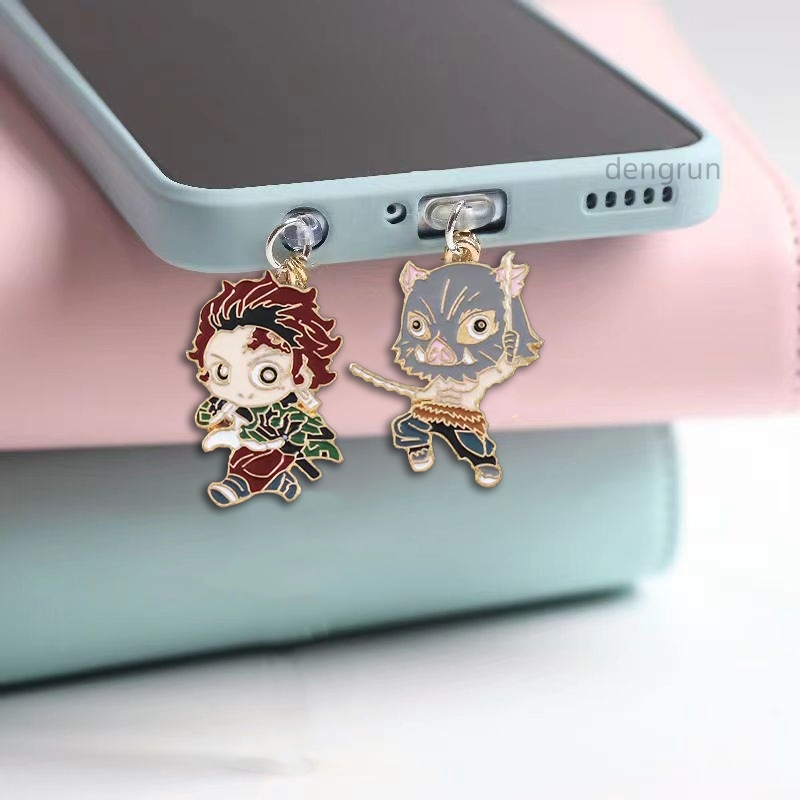 Japanese Anime Cute Demon Slayer Mobile Phone Anti-dust Plug Charm ...