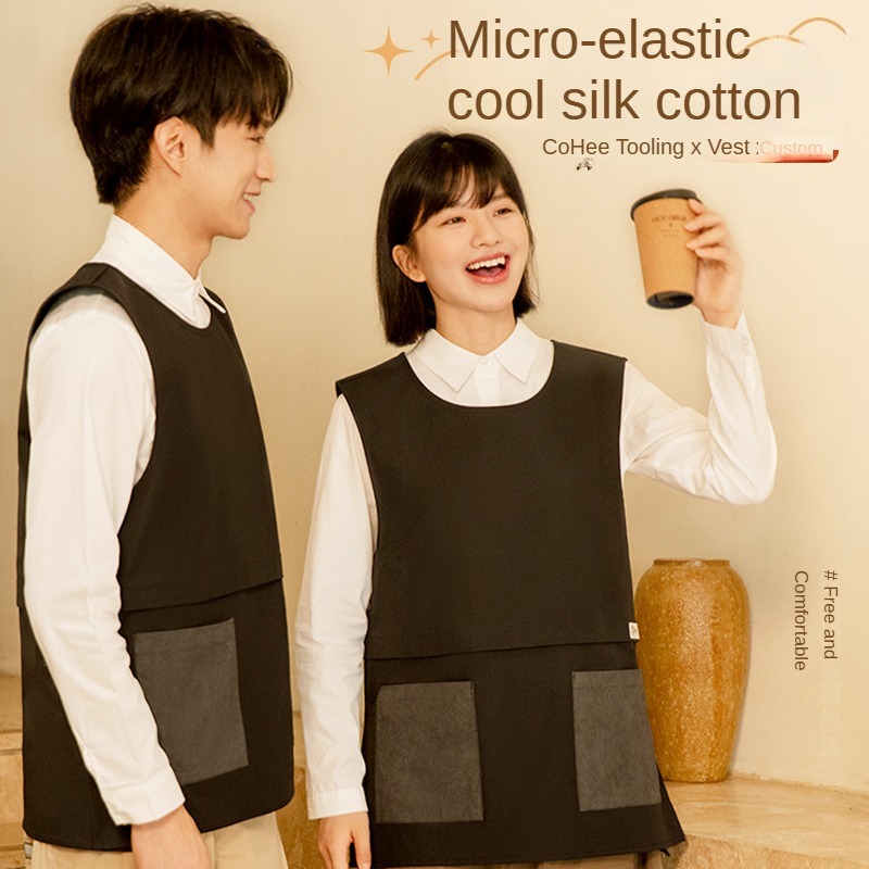 Waterproof apron waistcoat apron custom printed logo restaurant bakery ...