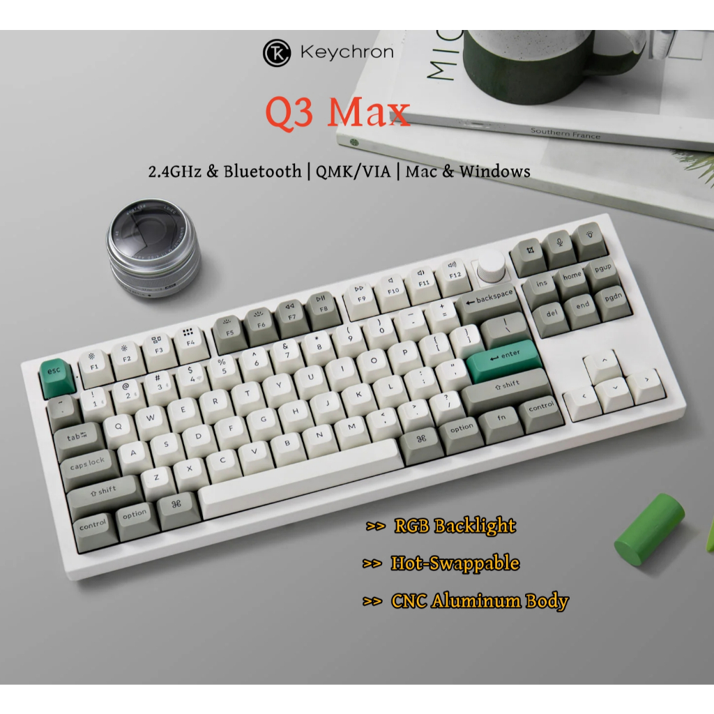 Keychron Q3 Max (80% TKL layout) QMK/VIA 2.4GHz Bluetooth Wireless ...