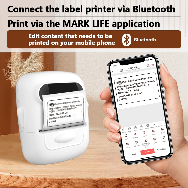 Portable Sticker Label Machine Barcode Printer Price Label 20-50mm Mini ...