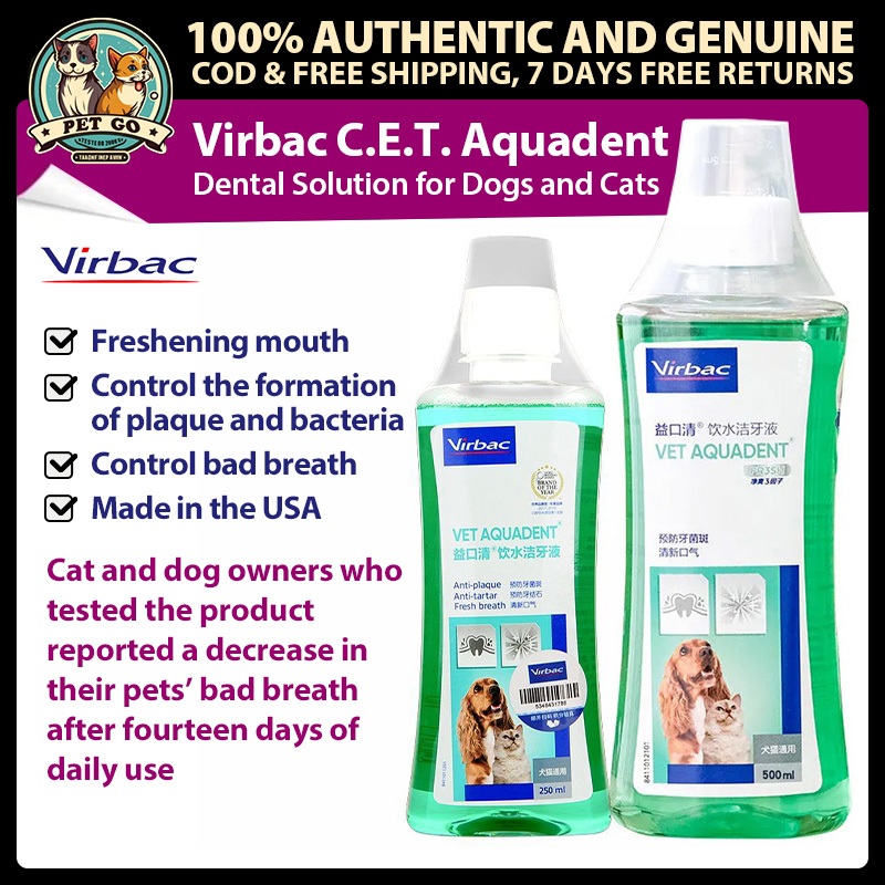 Virbac C.E.T. Aquadent Dental Solution for Dogs and Cats (250ml 500ml ...