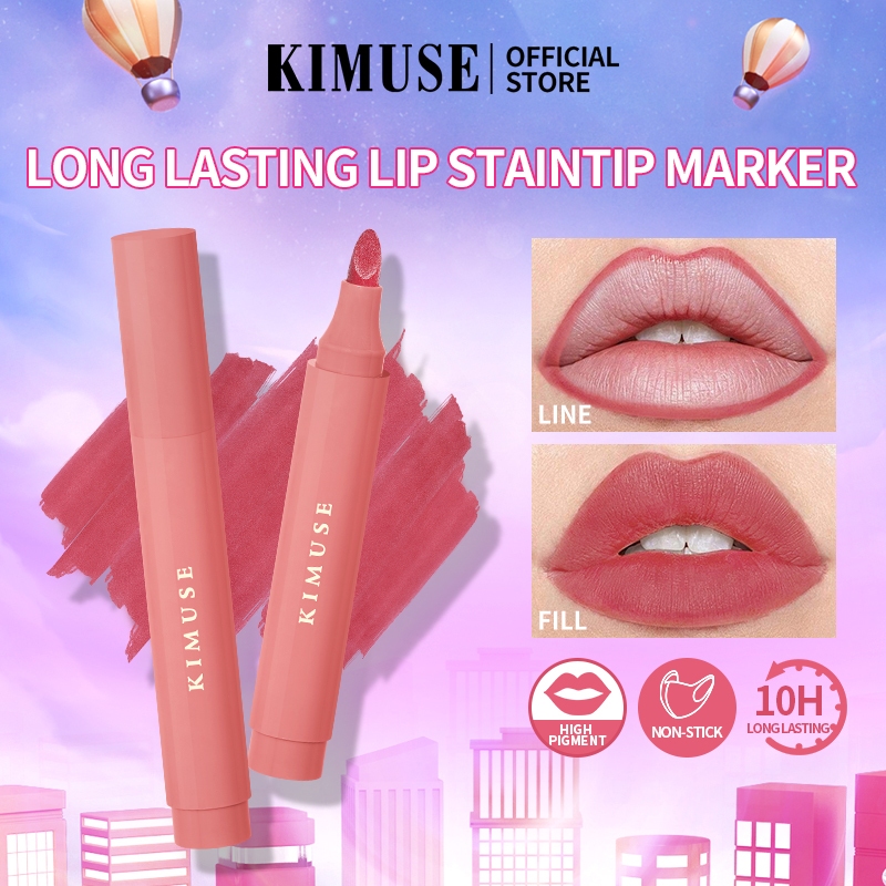 KIMUSE Long Lasting Lip Stain Tip Marker Lipliner Pencil Matte Liquid ...