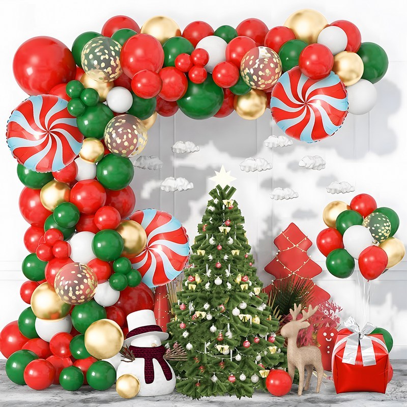 【NEW】Christmas Red Green Balloon with Candy Sequin Balloons Gold ...