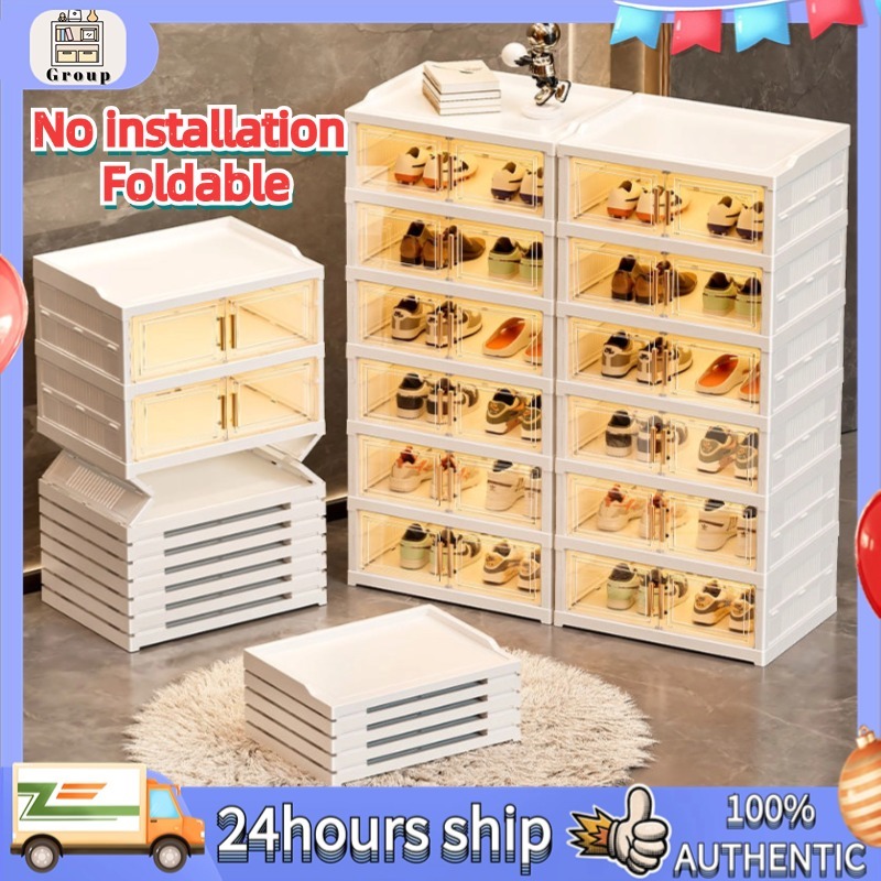 Foldable shoe box large space dust-proof shoe storage box 9-layer ...