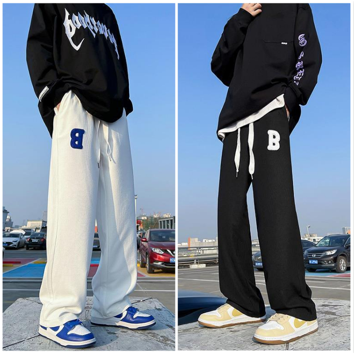 Men's Trouser SweatPants slocks pants loose straight cut pants Korean ...