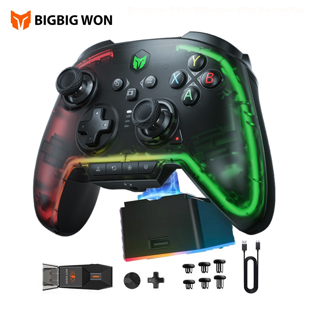 BIGBIG WON Rainbow 2 Pro Elite Gaming Controller Hall-Effect Wireless Bluetooth Gamepad ...