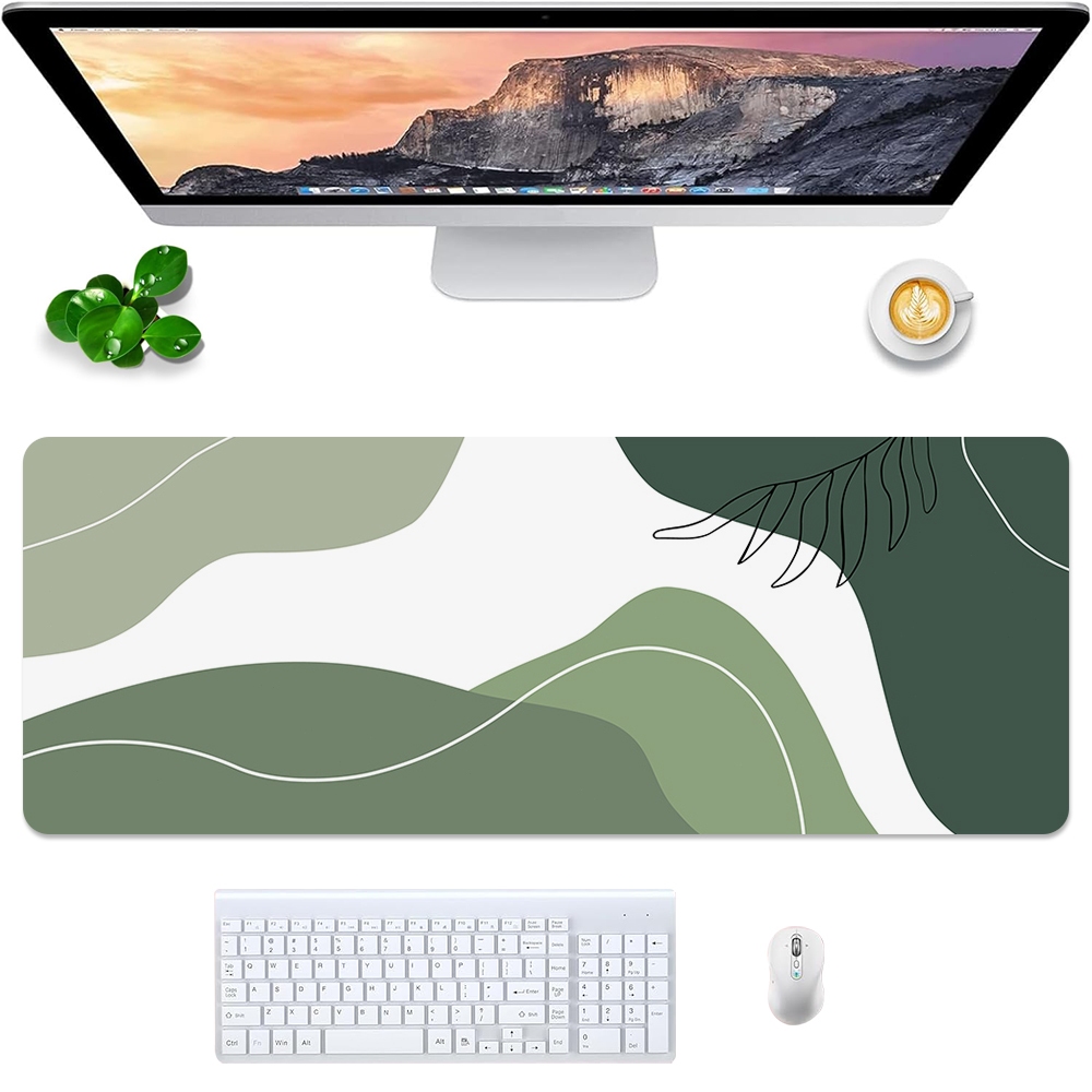 Large Gaming Mouse Pad Printed Leaf Green Mousepads with Non-Slip ...
