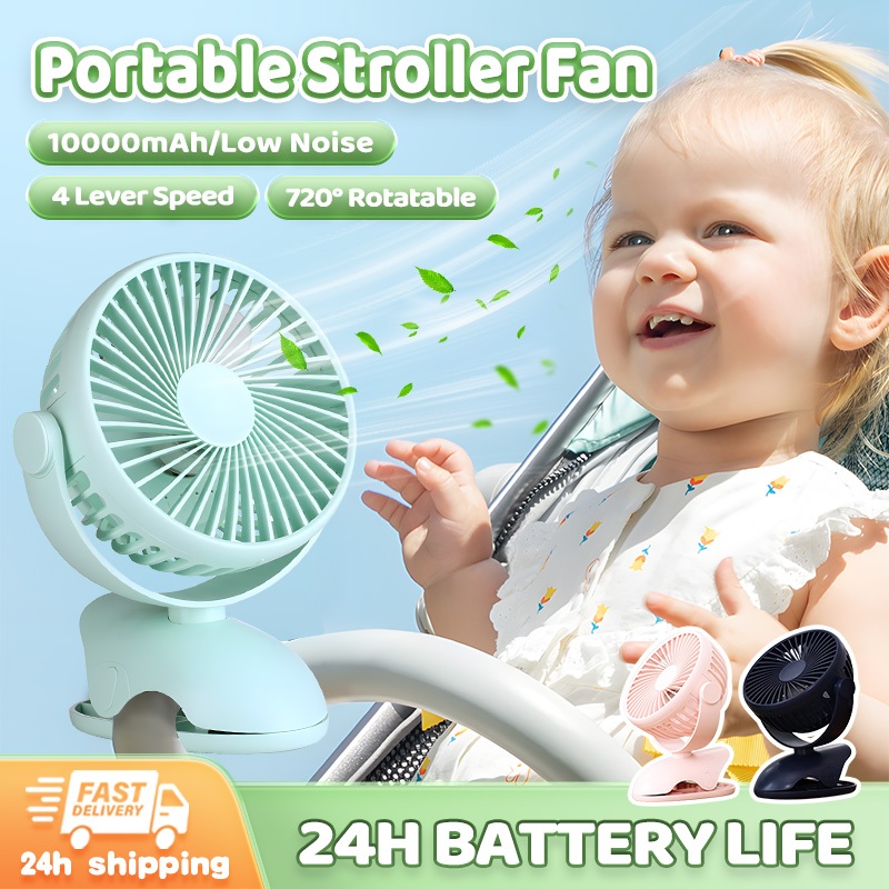 10000mAh Mini Clip Fan Usb Rechargeable Portable Stroller Mini Fan 4 ...