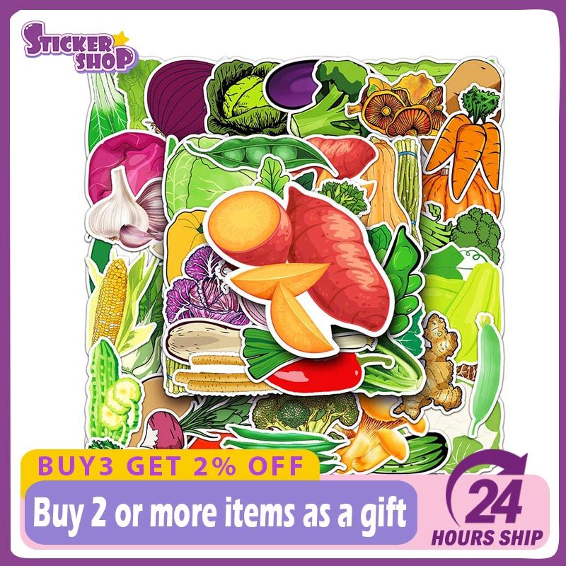 50PCS Fruit And Vegetable Cartoon Sticker Decorative Skateboard Laptop ...