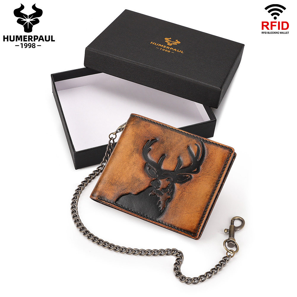 HUMERPAUL Wallet For Men Double fold wallet Deer Design With Gift Box ...
