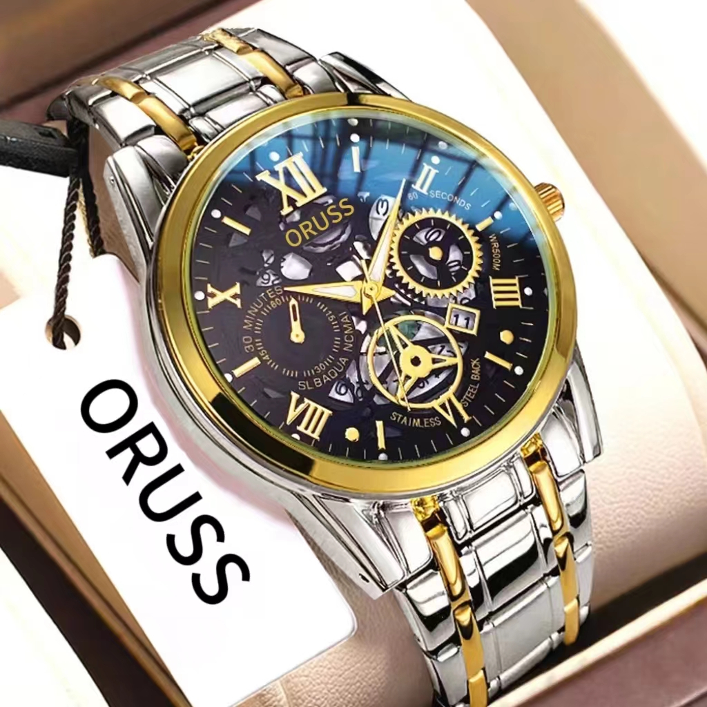 [Gift][With Box]ORUSS 100% Original Stainless Steel Mens Hollow ...
