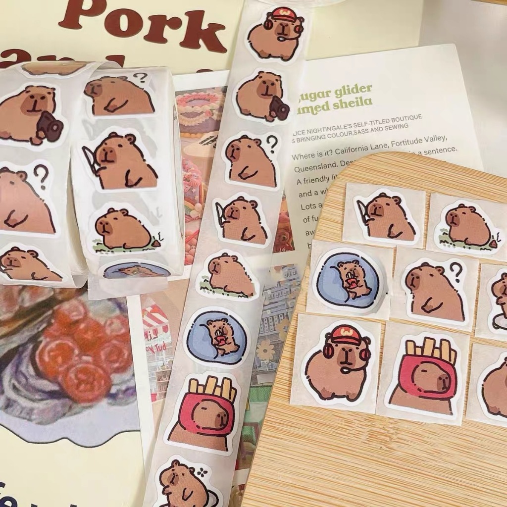 500PCs cute capybara stickers funny stickers personality layered labels ...