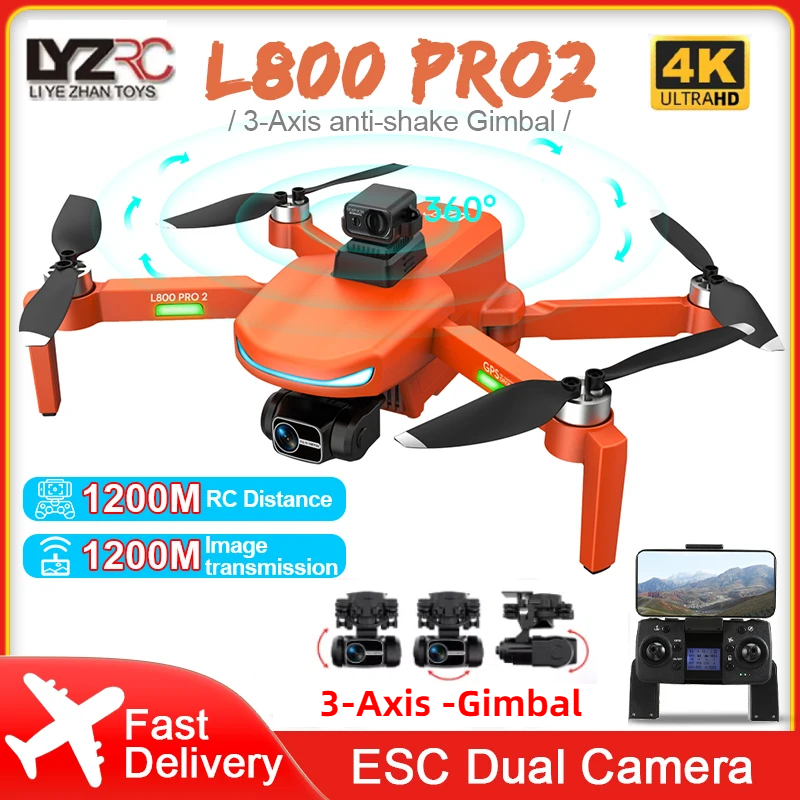 Original L800 Pro2 GPS Drone with Professional Three-Axis Gimbal Brushless UAV 8K HD Dual Camera ...