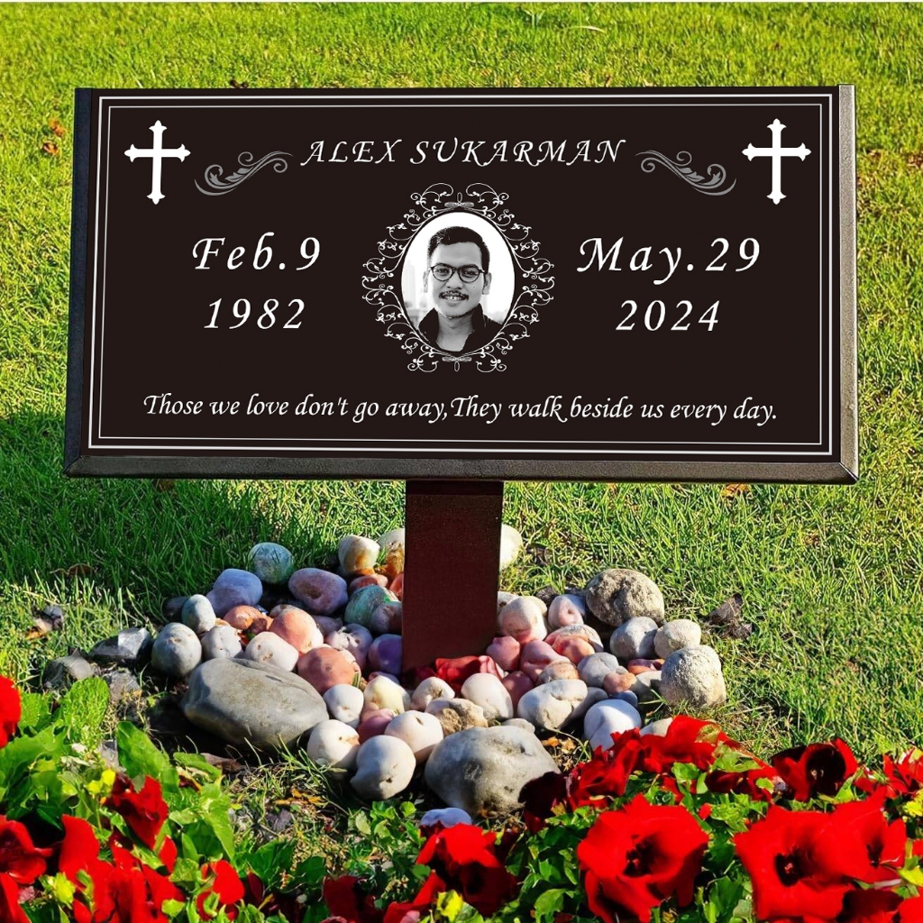 Lapida With Picture Black Granite Customized Tombstone Plate ...