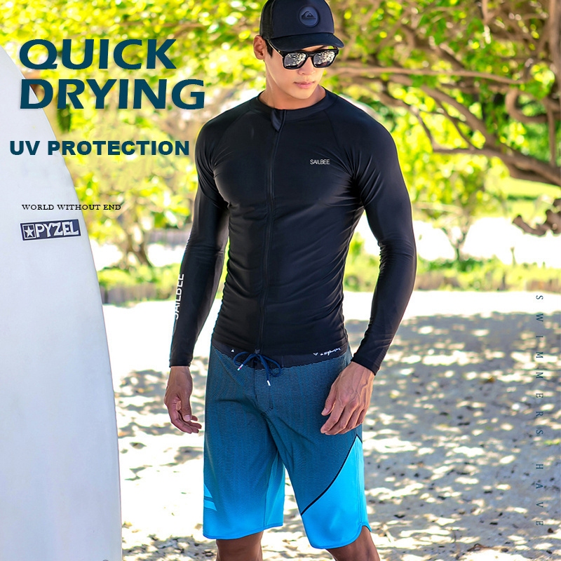 SAILBEE Men's UV Sun Protection Long Sleeve Rash Guard Wetsuit Swimsuit ...