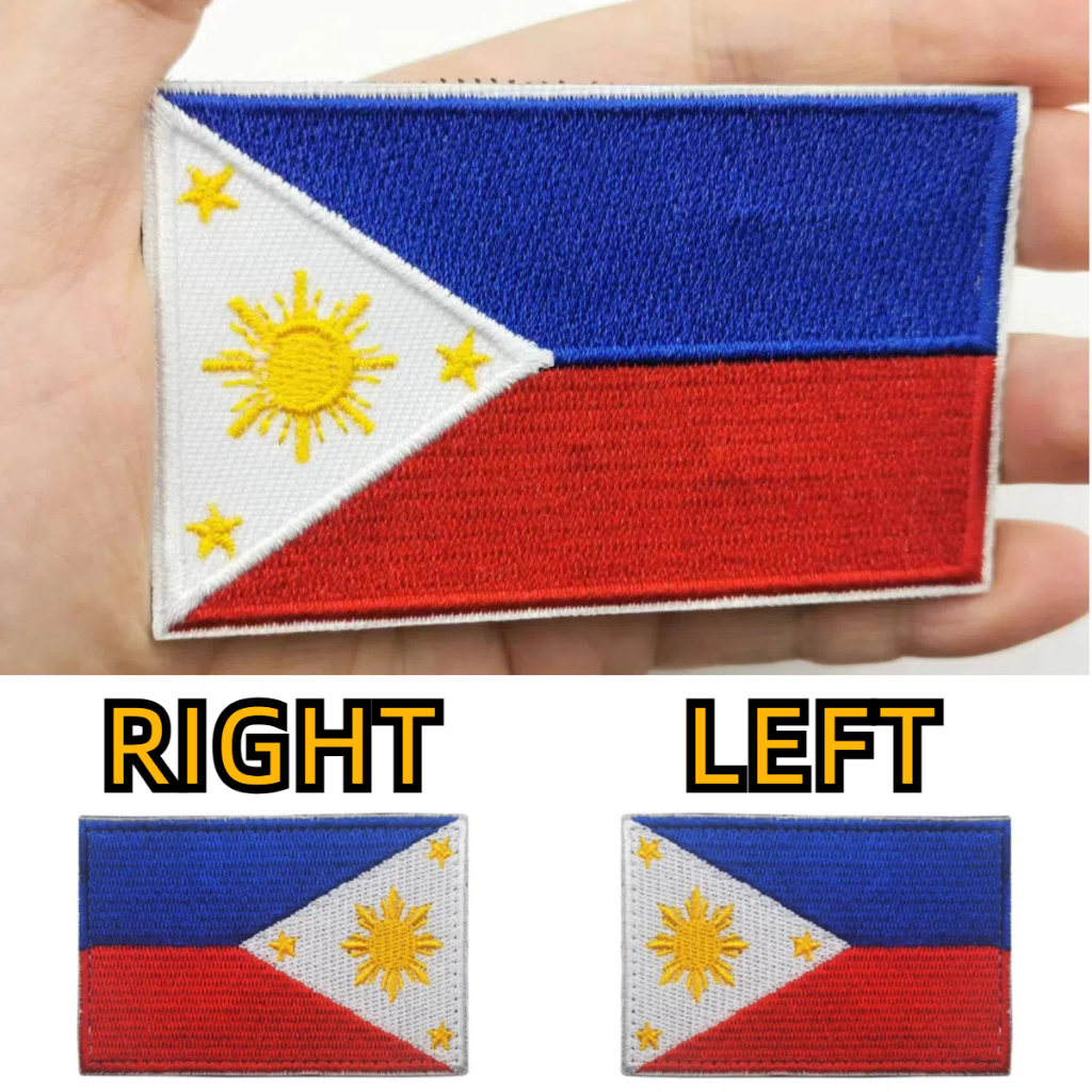 Left and Right 3inches X 2inches Velcro Philippines Flag Patch Embroidery Armband DIY Badge Logo ...