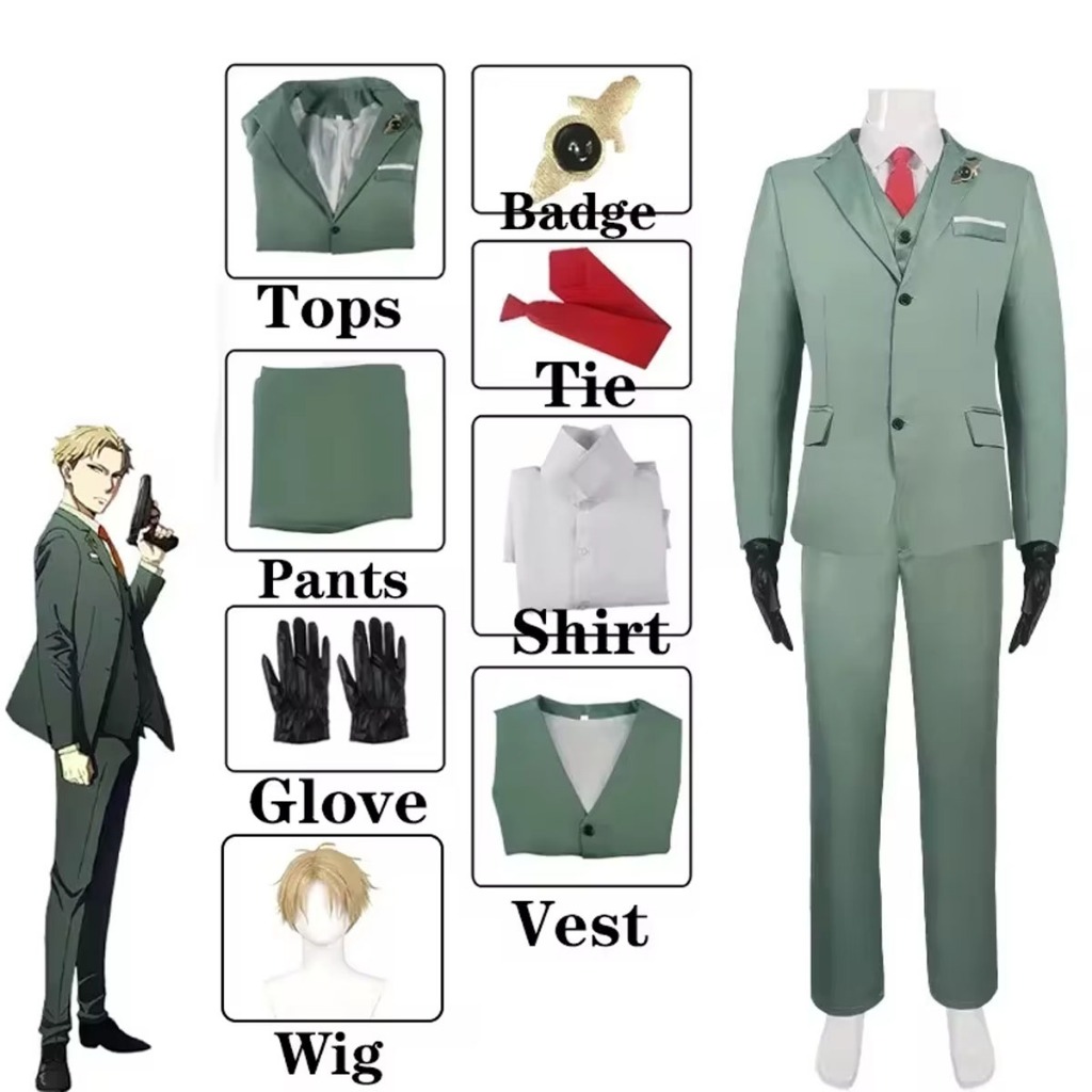 Anime Spy X Family Loid Forger Cosplay Costume Light Green Suit Blond ...