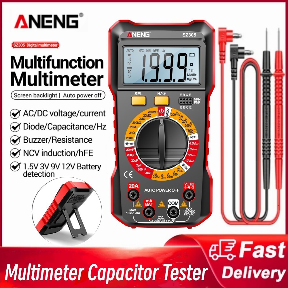 In Stock Aneng Sz305 Multimeter Capacitor Tester 1999 Counts Smart Voltmeter Ohm Meter