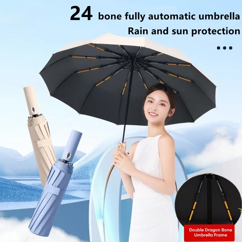 High-Quality 24 Ribs Automatic Umbrella Storm Resistant Large Anti ...