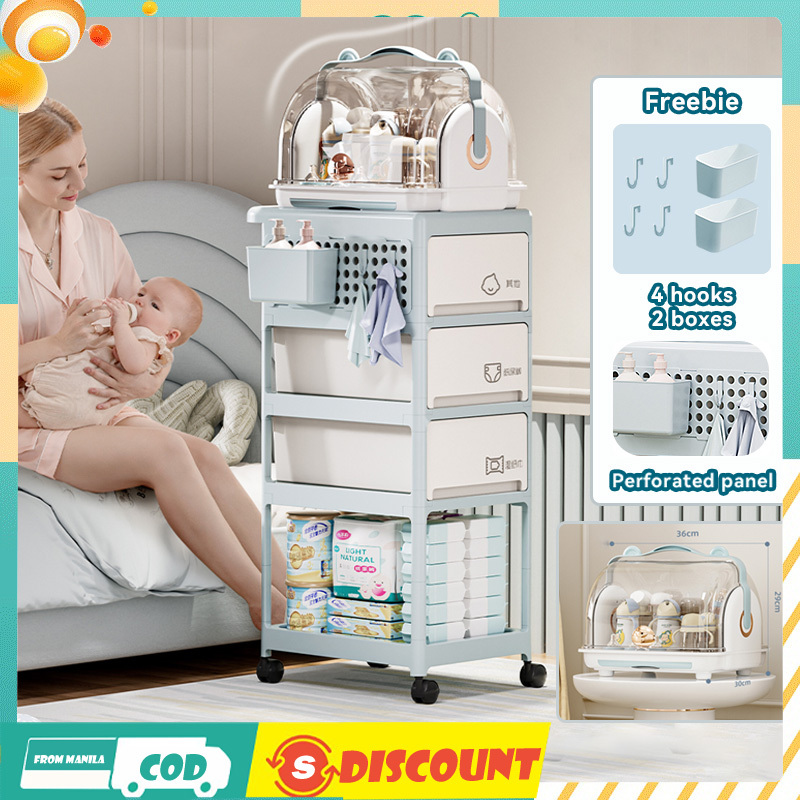 Multipurpose Storage Rack With Wheels Baby Trolley Cart Organizer Shelf ...