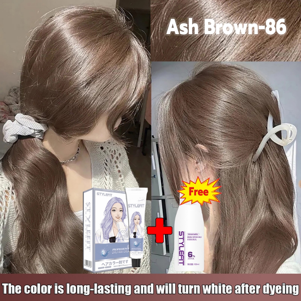 STYLEFIT Ash Brown Hair color (100ml Hair Dye + 100ml Oxidant) Hair ...