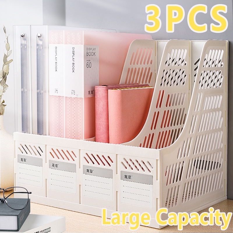 4 Column File Data Storage Rack PP Material Multi-functional Books ...