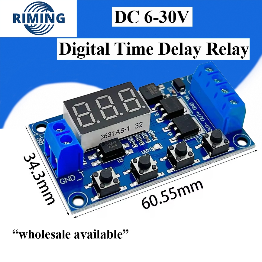 DC 6-30V Digital Time Delay Relay LED Display Automation Cycle Timer Control Switch Adjustable ...